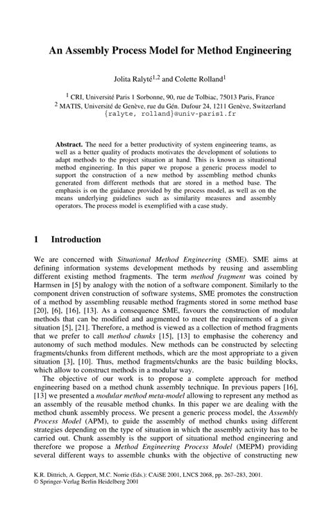 An Assembly Process Model For Method Engineering Docslib