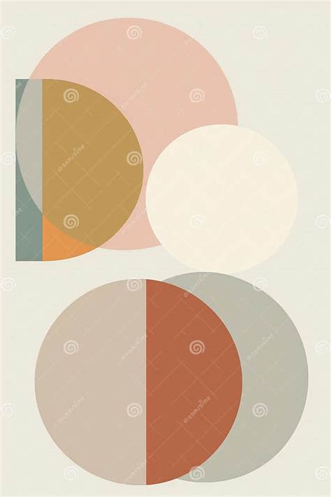 Abstract Art With Large Overlapping Circles And Rectangles In Pastel