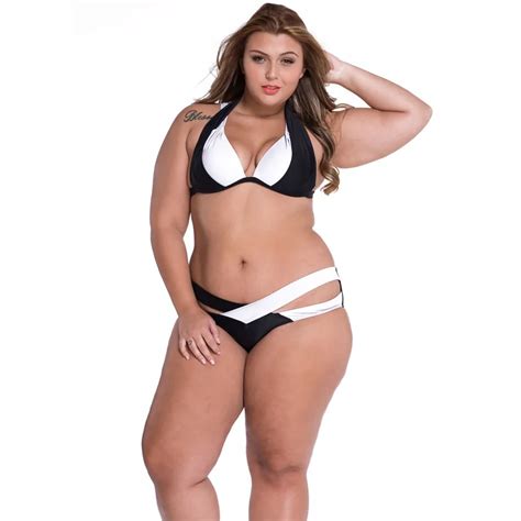 Sebowel Color Block Plus Size Bikini Swimwear Women Sexy 2 Piece Push