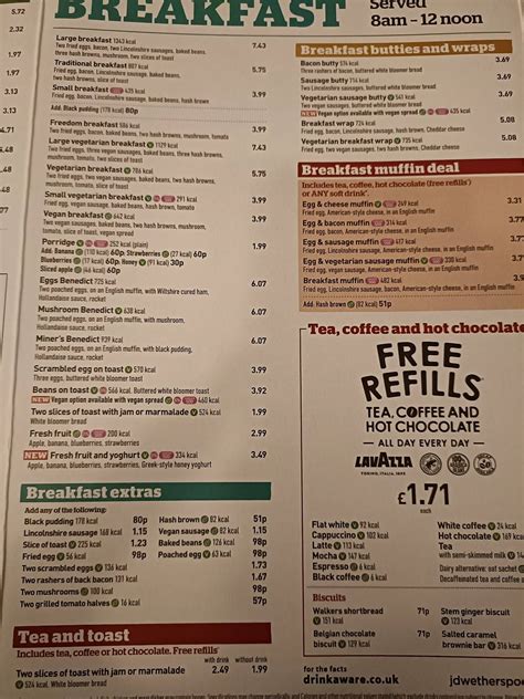 Menu At The Palladium Jd Wetherspoon Pub And Bar Llandudno