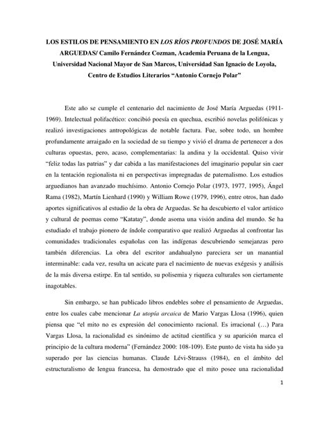 PDF LOS ESTILOS DE PENSAMIENTO EN LOS RÍOS PROFUNDOS DE JOSÉ MARÍA