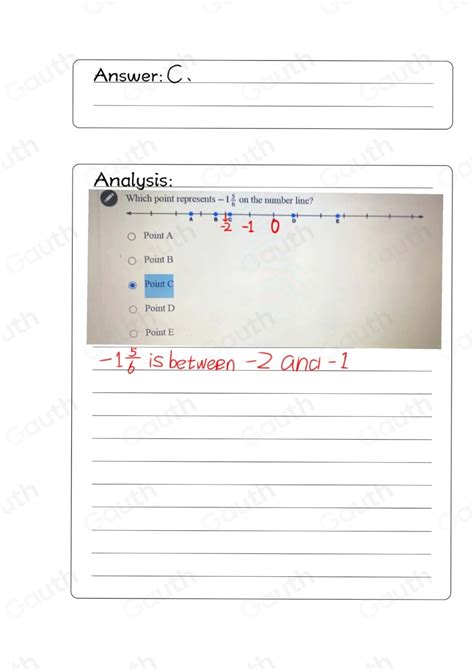 Solved Which Point Represents 1 5 6 On The Number Line Point A Point B Point C Point D Point
