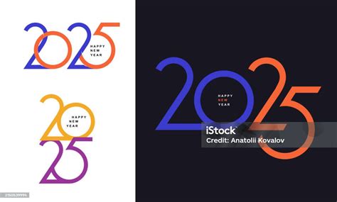 2025 컬러 새해 복 많이 받으세요 로고 텍스트 디자인 세트입니다 미니멀리스트 2025 숫자 기호 디자인 템플릿입니다 벡터
