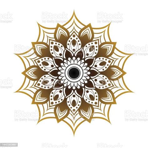 원형 패턴 꽃잎 꽃 만다라 벡터 로고 템플릿 그림입니다 영적 휴양지 또는 요가 스튜디오 장식용 명함 빈티지 럭셔리 장식용 장식을위한 다채로운 템플릿 0명에 대한 스톡 벡터