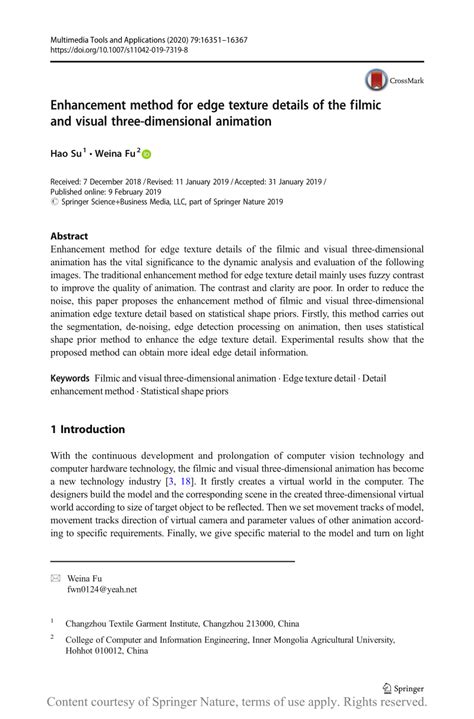 Enhancement Method For Edge Texture Details Of The Filmic And Visual Three Dimensional Animation