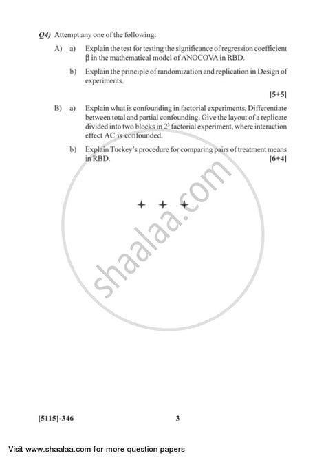 Design Of Experiments 2016 2017 Bsc Statistics Semester 5 Tybsc 2013