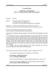 Java Programming Lab 5 Developing Database Applications With Course