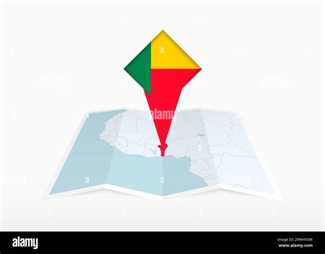 Le Bénin Est Représenté Sur Une Carte Papier Pliée Et Un Marqueur De