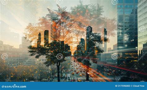 Double Exposure Image Depicting The Intersection Of Urban Development