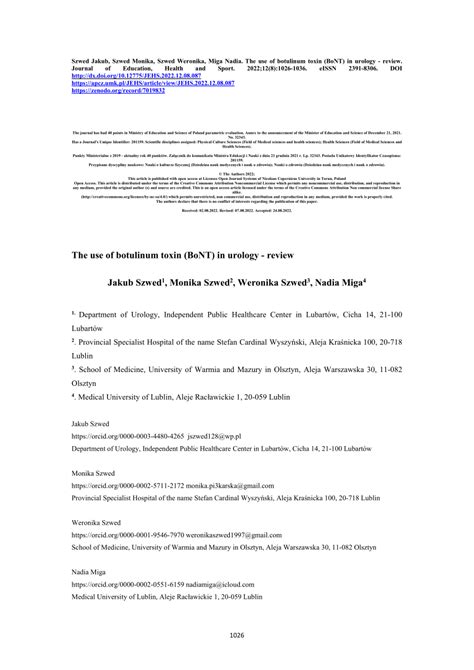 Pdf The Use Of Botulinum Toxin Bont In Urology Review