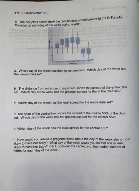 Solved Om Om Lmc Statistics Math 110 8 The Box Plots Below