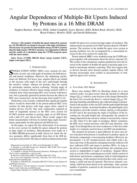 Pdf Angular Dependence Of Multiple Bit Upsets Induced By Protons In A