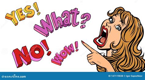 Sim Que Nenhuns Uau Pontos Da Mulher Do Pop Art Menina Emocional Engra Ada Ilustra O Do Vetor