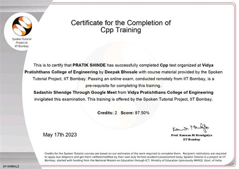Pratik Shinde On Linkedin Cpp Iitbombay Spokentutorial Training