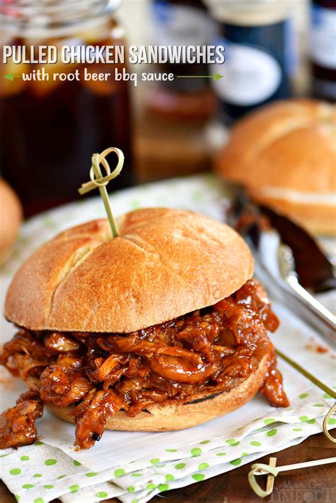 Pulled Chicken Sandwiches With Root Beer Bbq Sauce Mom On Timeout