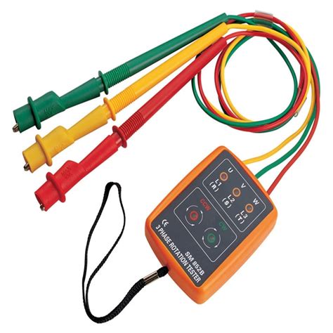 Portable 3 Phase Rotation Indicator Digital Phase Sequence Detector 60v