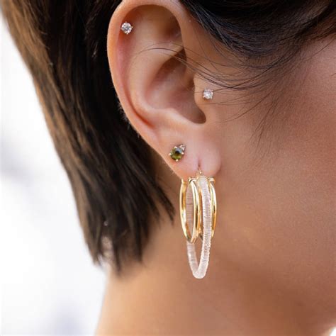 Multi Lucite Hoop Earrings Gold And Honey