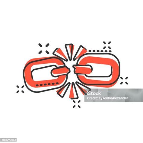 漫畫風格的斷鏈符號圖示斷開白色隔離背景上的連結向量卡通插圖分離業務概念飛濺效應向量圖形及更多一起圖片 一起 互聯網 保安 Istock