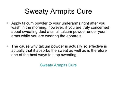 Sweaty Armpits Cure