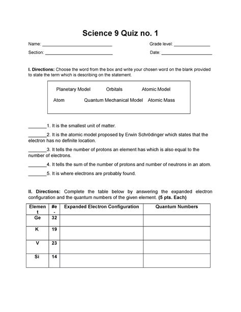 Science Quiz No Education Science Quiz No Name Grade