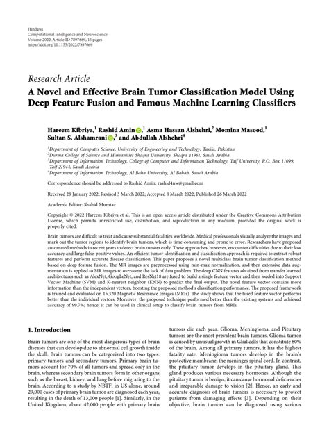 Pdf A Novel And Effective Brain Tumor Classification Model Using Deep