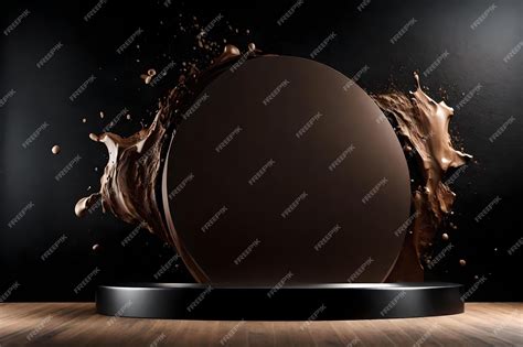 Premium Ai Image Round Titanium Plastic Podium Background Black Wall