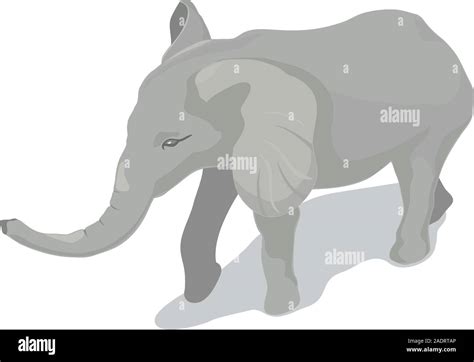 Isometric Elephant Vector Illustration With White Background Stock