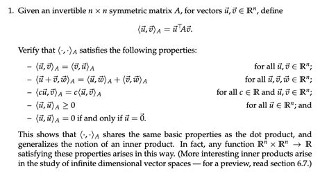 Solved 1 Given An Invertible N X N Symmetric Matrix A For