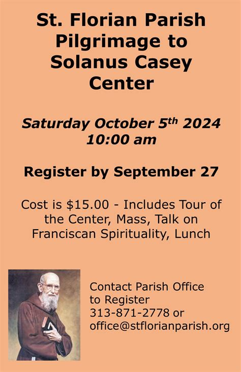 October 5 2024 St Florian Parish Pilgrimage To Solanus Casey Center