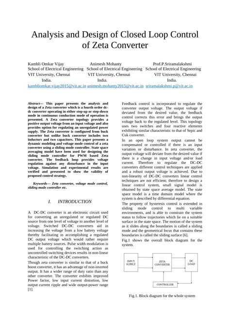 pdf analysis and design of closed loop control of zeta converter
