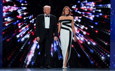 Melania Trump Wears Striking Black And White Gown At Inaugural Balls Abc News