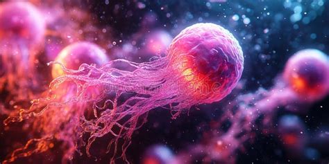 Study Of A Pink Sperm Reproduction Cell In Its Natural Environment