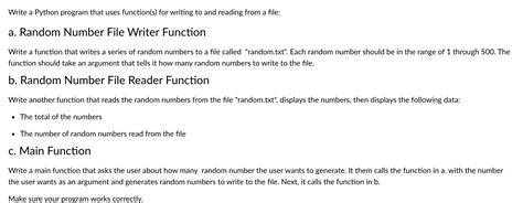 Solved Write A Python Program That Uses Functions For