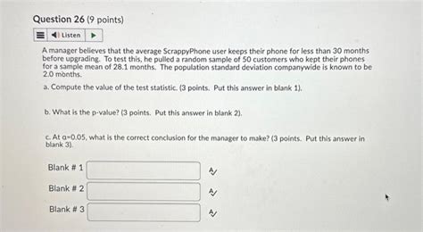 Solved Question 26 9 Points A Manager Believes That The