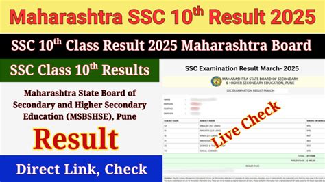 Maharashtra Board 10th Ssc Result 2025 Out Live Check