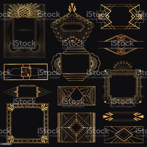 아르데코 스타일의 빈티지 프레임 및 디자인 엘리멘트를수작업 광란의 20년대에 대한 스톡 벡터 아트 및 기타 이미지 광란의 20년대 아르데코 우아 Istock