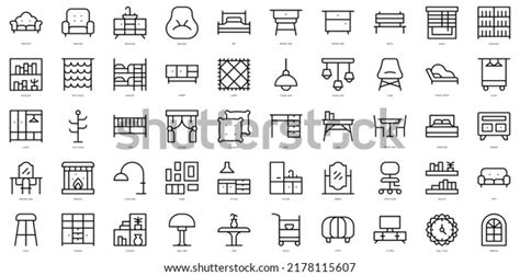 Set Thin Line Furniture Icons Vector Stock Vector Royalty Free