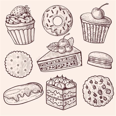 Collection Of Traditional Sicilian Desserts Hand Drawn Sketch In
