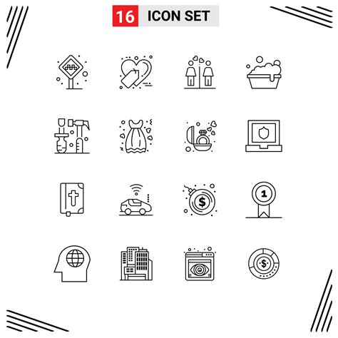 Thematic Vector Outlines And Editable Symbols Of Hammer Washing Sale Tag Cleaning Signs