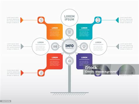 4 6 또는 7 옵션 비즈니스 Infographics 또는 프레 젠 테이 션 개념 웹 템플릿 서비스 트리 정보 차트 또는