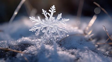 Premium Ai Image Perfectly Crystalline Snowflake On Pine Needle