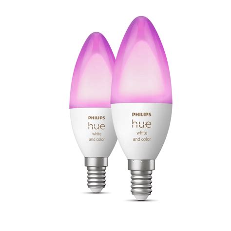 Hue 2 Pack E14 B39 Candle Led Bulbs White And Colour Ambiance Philips