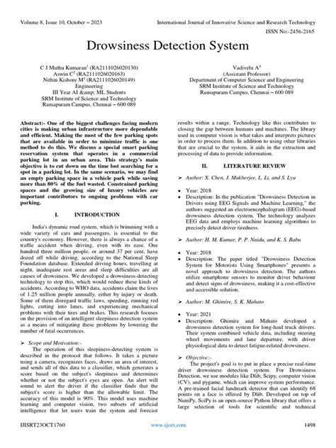 drowsiness detection system pdf