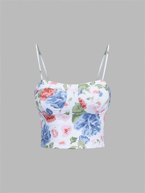 Padded Floral Crop Cami Top Chicwild