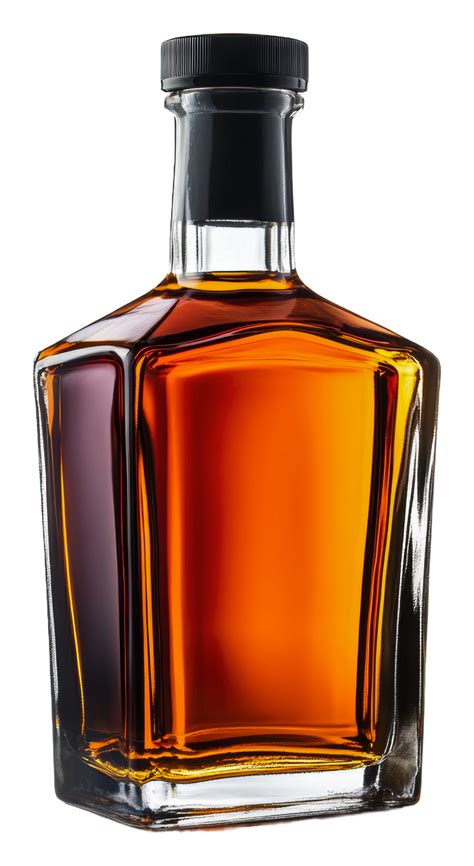 Elegant Glass Bottle Filled With Amber Liquor Cut Out Stock