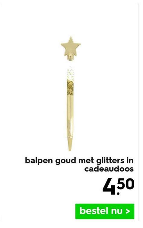 Balpen Goud Met Glitters In Cadeaudoos Aanbieding Bij HEMA 1Folders Nl