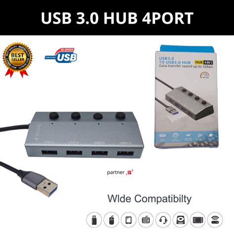 Jual USB 3 0 Hub 4 Port USB 3 0 HUB With Power Switch Led Alumunium Shopee Indonesia