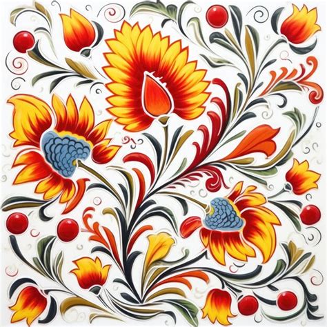 Premium AI Image Classic Retro Vintage Pattern Seamless Design Floral Slavic Traditional Tile