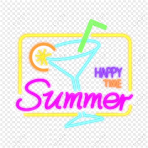 귀여운 여름 일러스트 와인 유리 네온 조명 빛 테이프입니다간판등대 Png 일러스트 무료 다운로드 Lovepik