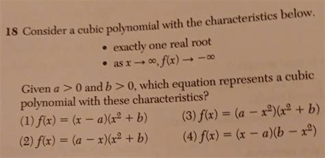 Solved 18 Consider A Cubic Polynomial With The Characteristics Below